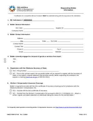 PDF Responding Bidder Ination Doc Template | pdfFiller