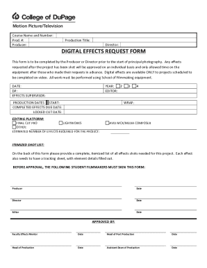 Fillable Online DIGITAL EFFECTS REQUEST FORM Fax Email Print - pdfFiller