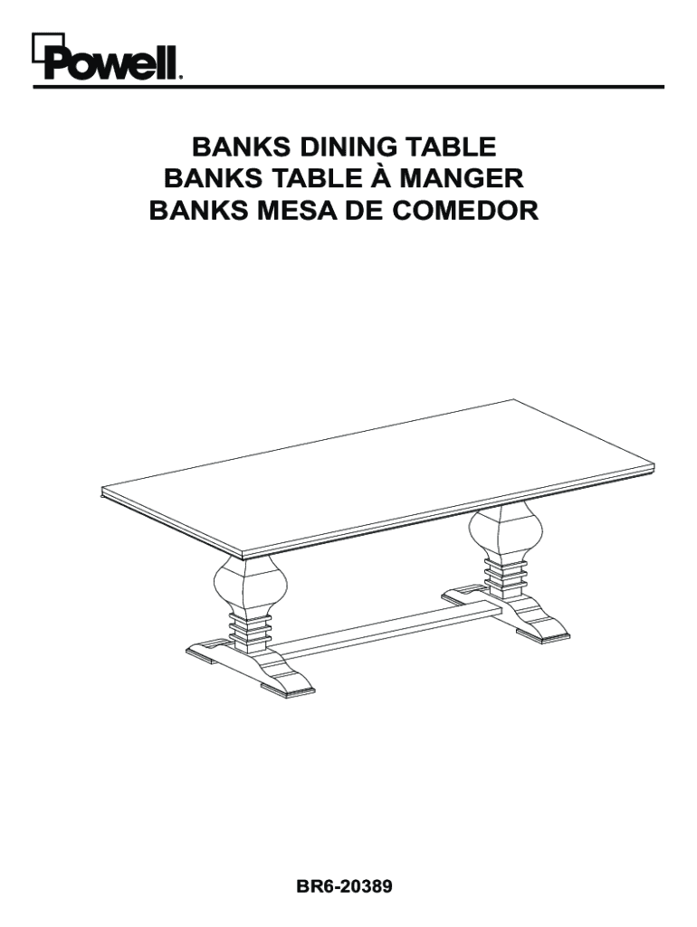 Fillable Online BANKS DINING TABLE BANKS TABLEMANGER BANKS MESA DE ...