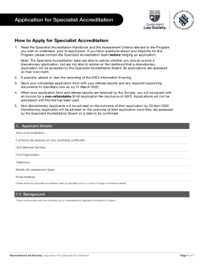 Fillable Online QLS Specialist Accreditation Application form Fax Email ...