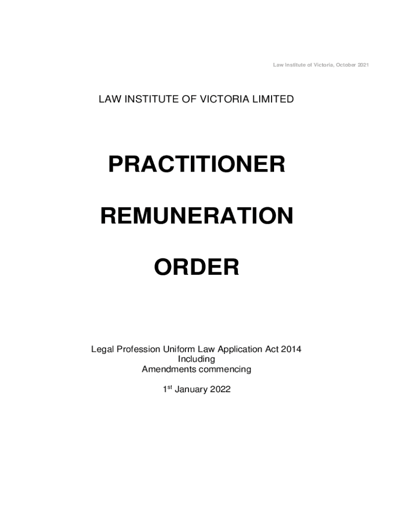 Fillable Online PRACTITIONER REMUNERATION ORDER - Parliament of Victoria Fax Email Print - pdfFiller