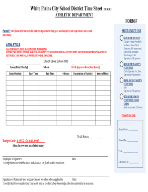 Fillable Online White Plains City School District Time Sheet 2020-2021 Fax Email Print - pdfFiller