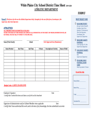 Fillable Online White Plains City School District Time Sheet 2019-2020 Fax Email Print - pdfFiller
