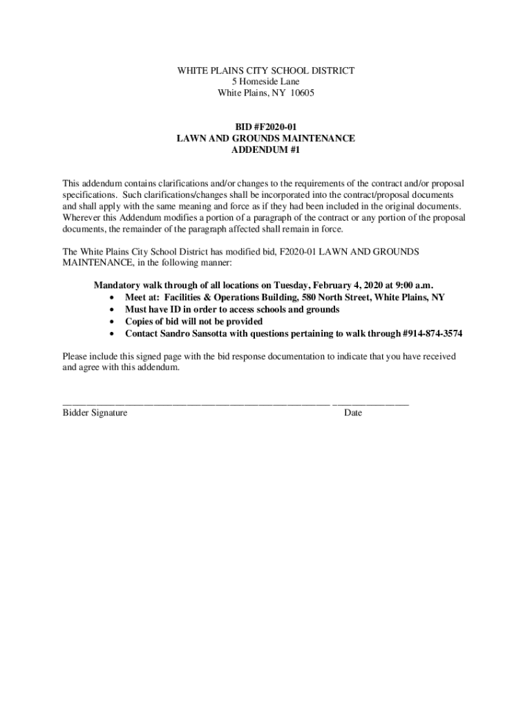 Fillable Online F2020-01 Addendum 1.pdf - White Plains Public Schools Fax Email Print - pdfFiller
