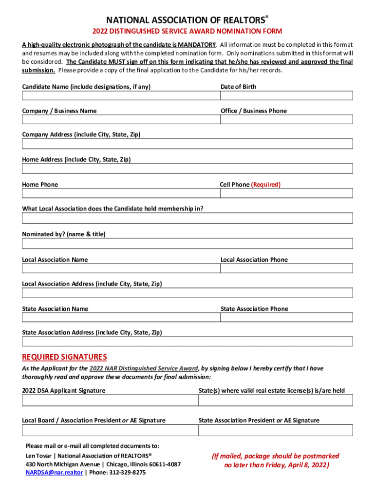 Fillable Online 2022-DSA-Nomination-Form.pdf Fax Email Print - pdfFiller