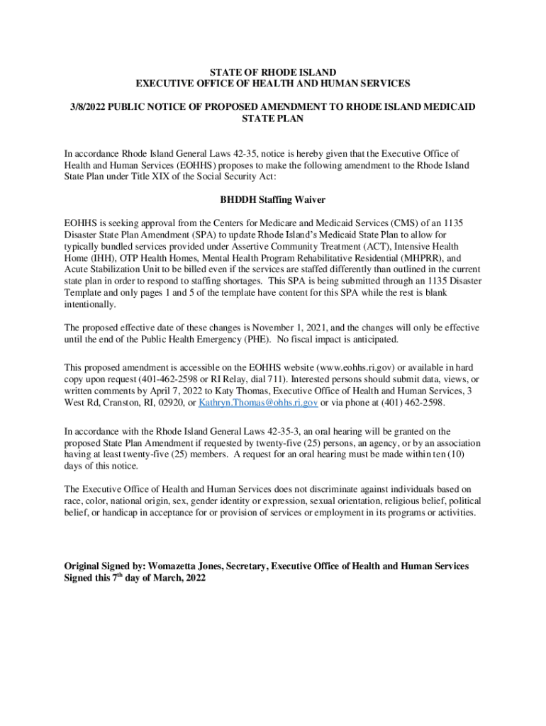 Fillable Online eohhs ri dhs.ri.govregulationsstate-plansState PlansRI ...