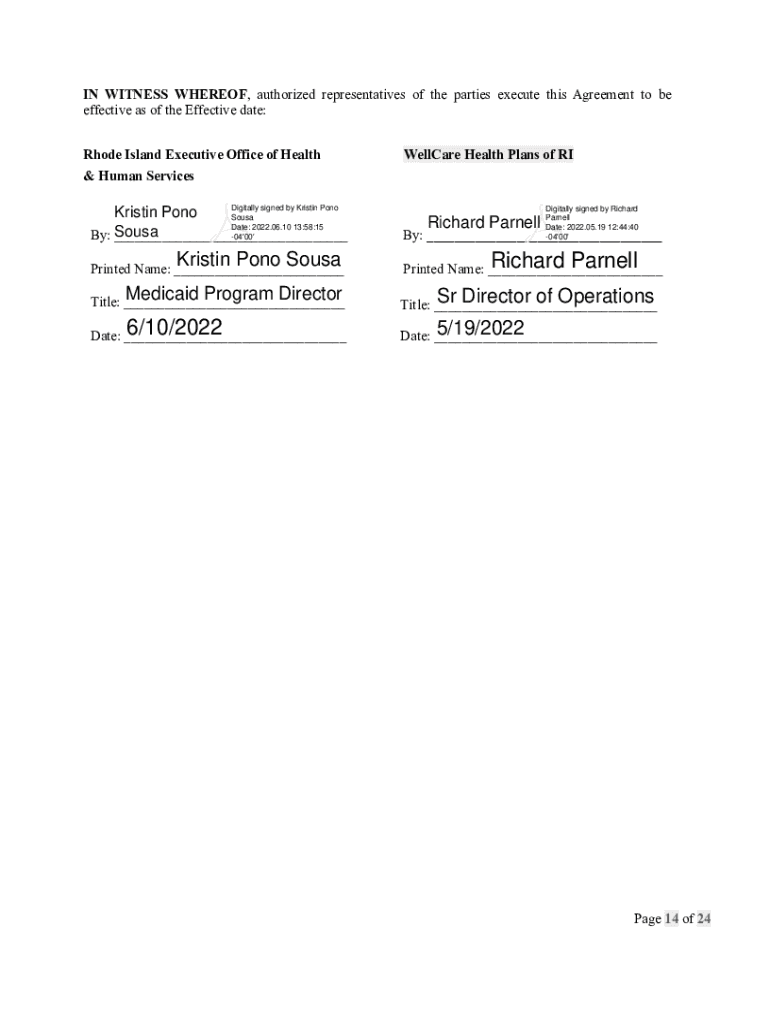 Fillable Online eohhs ri AGREEMENT BETWEEN THE RHODE ISLAND EXECUTIVE ...