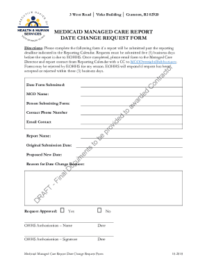 Fillable Online eohhs ri MEDICAID MANAGED CARE REPORT DATE CHANGE ...