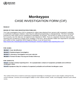 Monkeypox Case investigation (CIF) and minimum dataset Case ... Doc ...