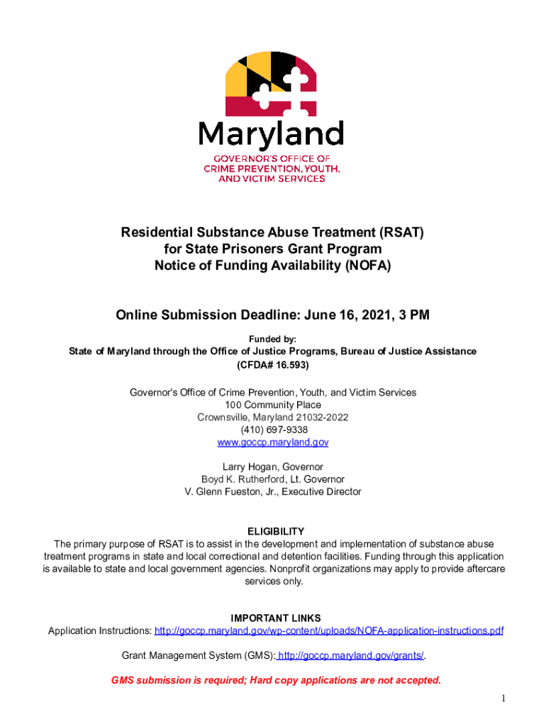 Fillable Online goccp maryland pilot-dbm.maryland.govcontractsDocumentsResidential Substance ...
