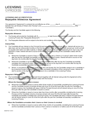 Fillable Online Repayable Allowance Agreement (Sample). Repayable ...