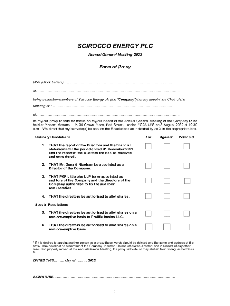 Fillable Online Scirocco Energy plc- Form of Proxy - AGM 2022 FINAL ...