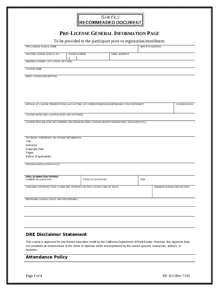 dre.ca.gov files wordRE 308 General Ination Page - California ...