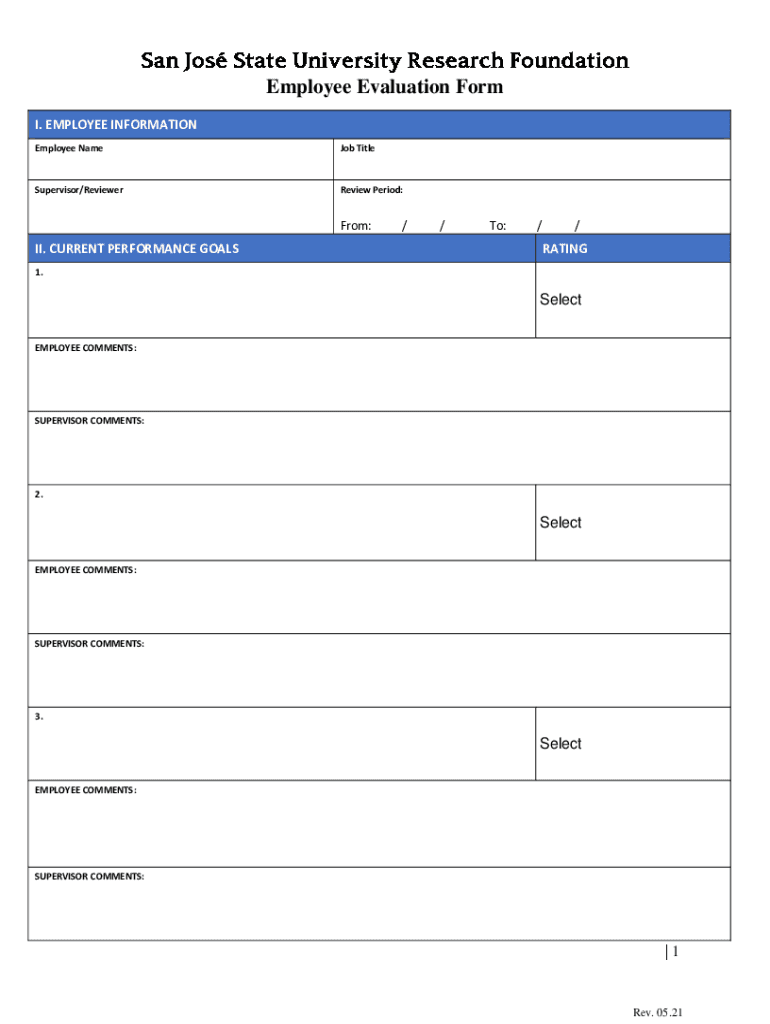Fillable Online Performance Appraisal Forms (With Template and Sample ...