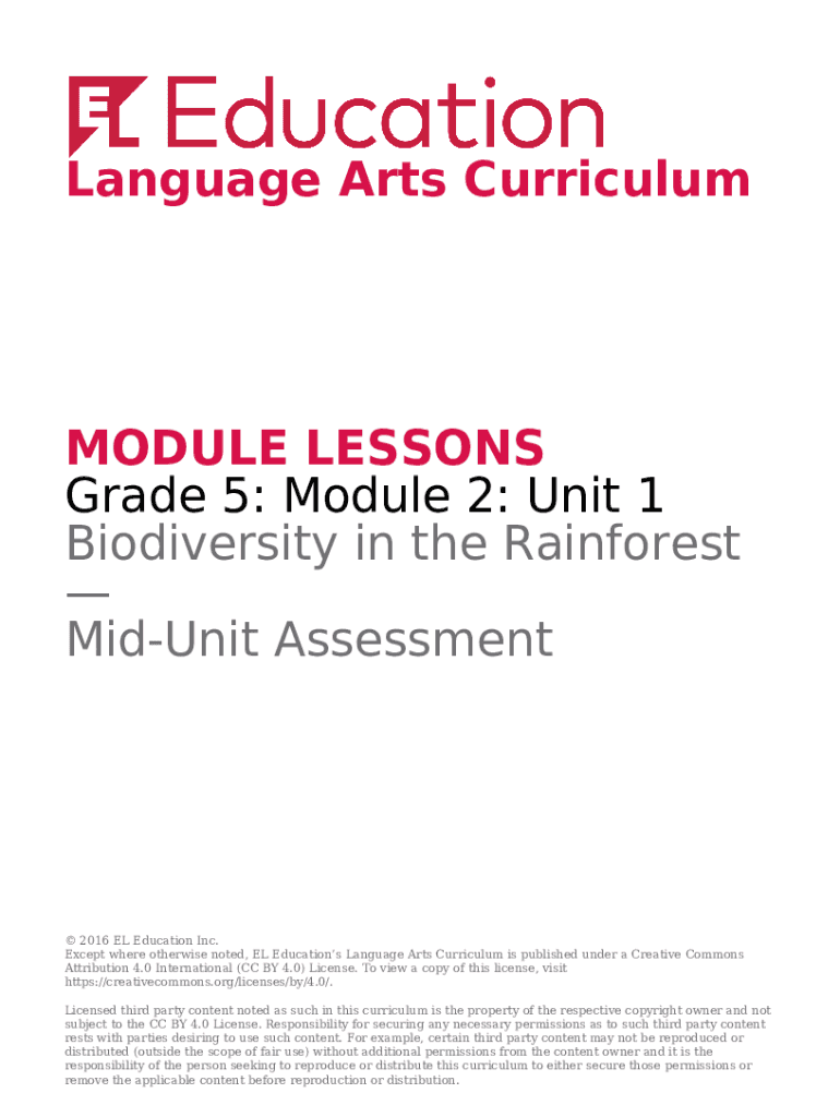 EL Education Curriculum Doc Template | pdfFiller