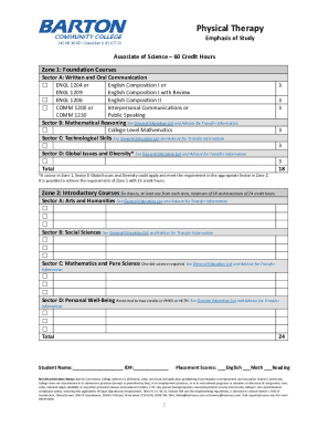 Fillable Online Physical Therapy - Barton Community College Fax Email ...