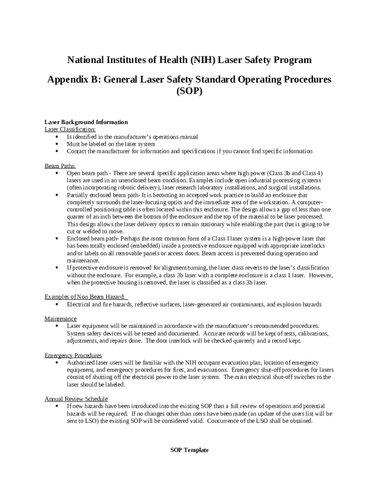 Laser Safety SOP Template - National Institutes of Health - ors od nih ...