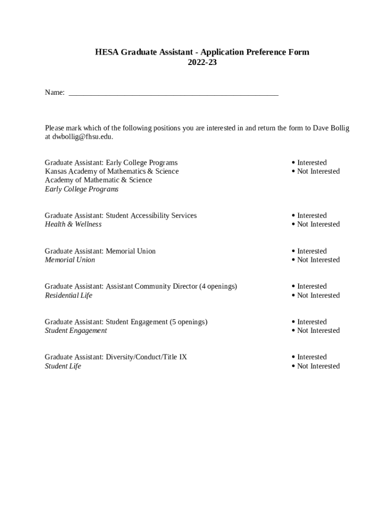 Internship Matching - Fort Hays State University Doc Template | pdfFiller