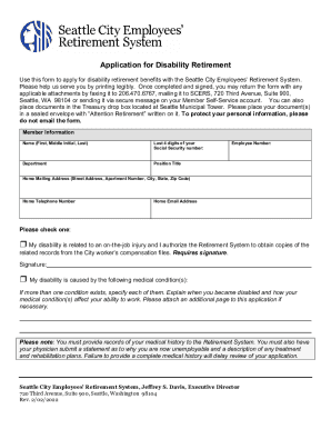 Fillable Online Application for Disability Retirement - Seattle.gov Fax ...