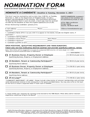 Fillable Online NOMINATION FORM - Seattle.gov Fax Email Print - pdfFiller