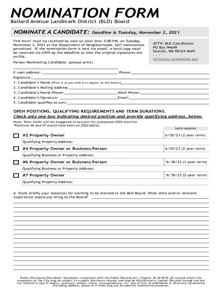 Fillable Online www.seattle.govBLD-Nomination-2021NOMINATION FORM ...