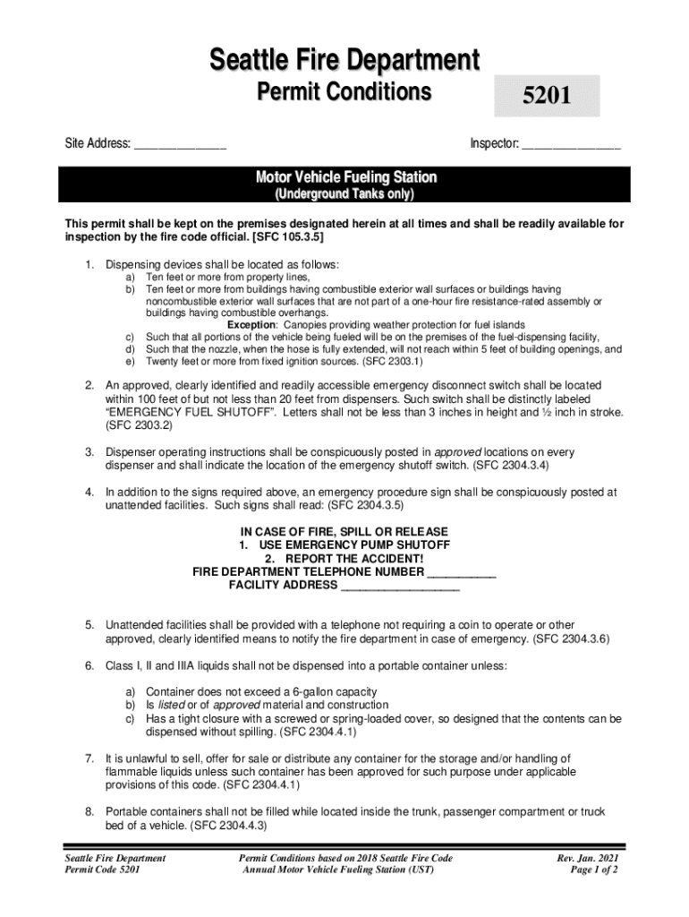 Fillable Online Permit Conditions - Seattle Fire Department Fax Email ...