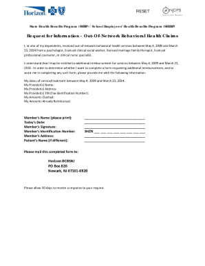 Fillable Online Request for Information Behavioral Health Fax Email ...