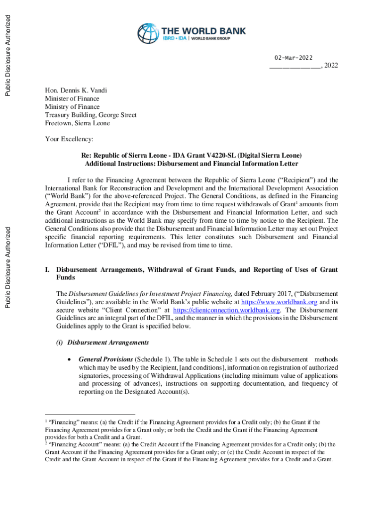 Fillable Online I. Disbursement Arrangements, Withdrawal of Grant Funds ...