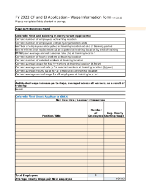 Fillable Online FY 2022 CF and EI Application - Wage Information Form v ...