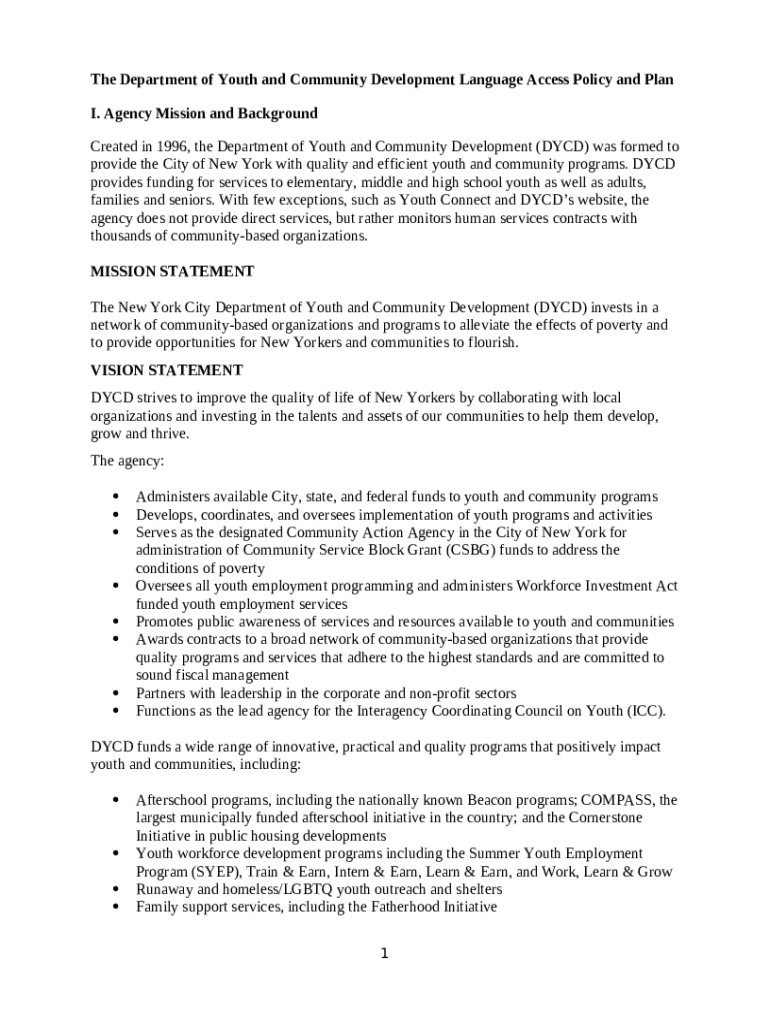 Department of Youth & Community Development - New York City Doc ...