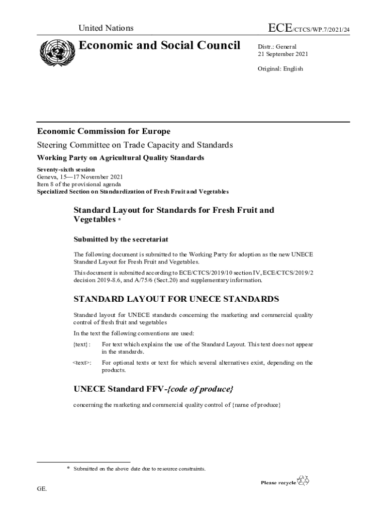 Fillable Online United Nations ECE CTCS/WP.7/GE.1/2021/2 Economic and ...