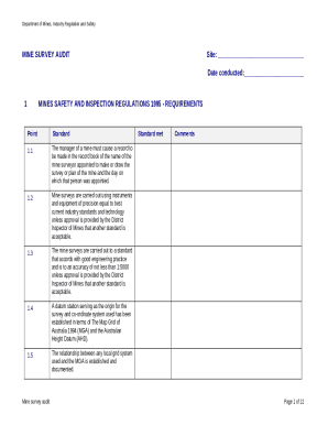 Mine survey - Audit template - Department of Mines, Industry Regulation ...