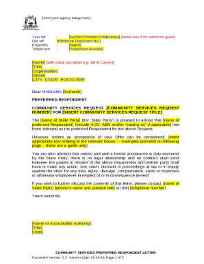 Preferred Respondent for Request Process Letter - WA Doc Template ...