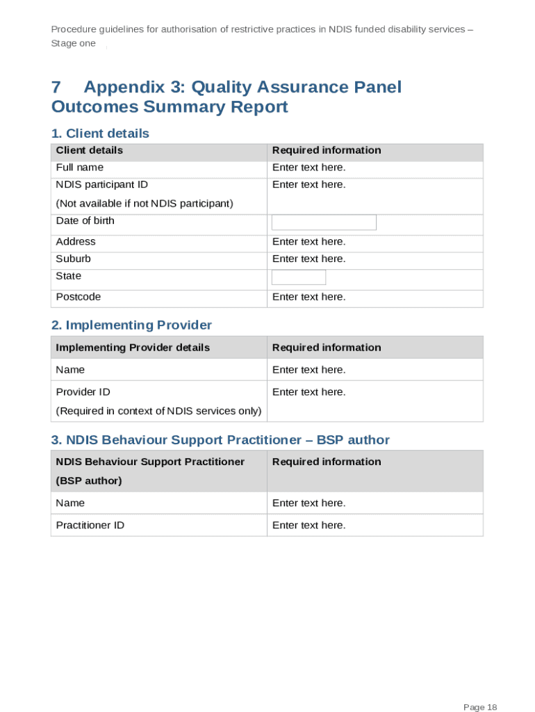 Procedure Guidelines For Authorisation Of Restrictive Practices In Ndis
