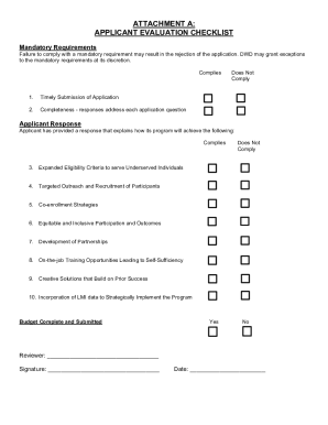 Fillable Online dwd wisconsin Workforce Advancement Initiative. - Applicant Evaluation Checklist ...