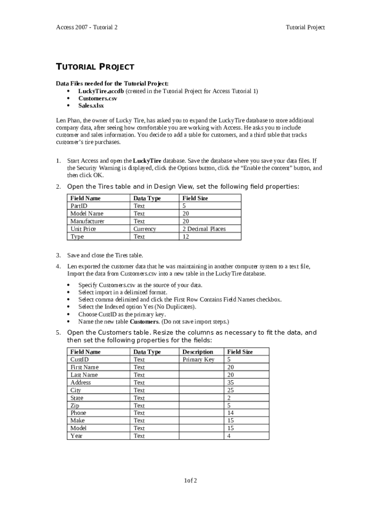 Database Project 2 - MS Access.pdf - Course Hero Doc Template | pdfFiller