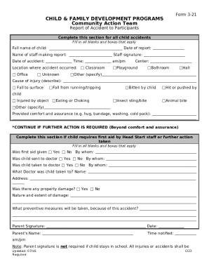 samplewords.comchild-care-accident-reportChild Accident Report - Print ...