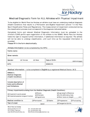 Fillable Online Medical Diagnostic Form for ALL Athletes with Physical ...