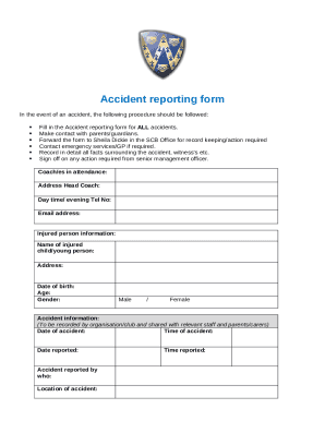 Template accident reporting Doc Template | pdfFiller