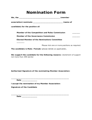 Officer Nomination TemplateJot Doc Template | pdfFiller