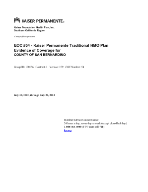 Fillable Online EOC #54 - Kaiser Permanente Traditional HMO Plan ...