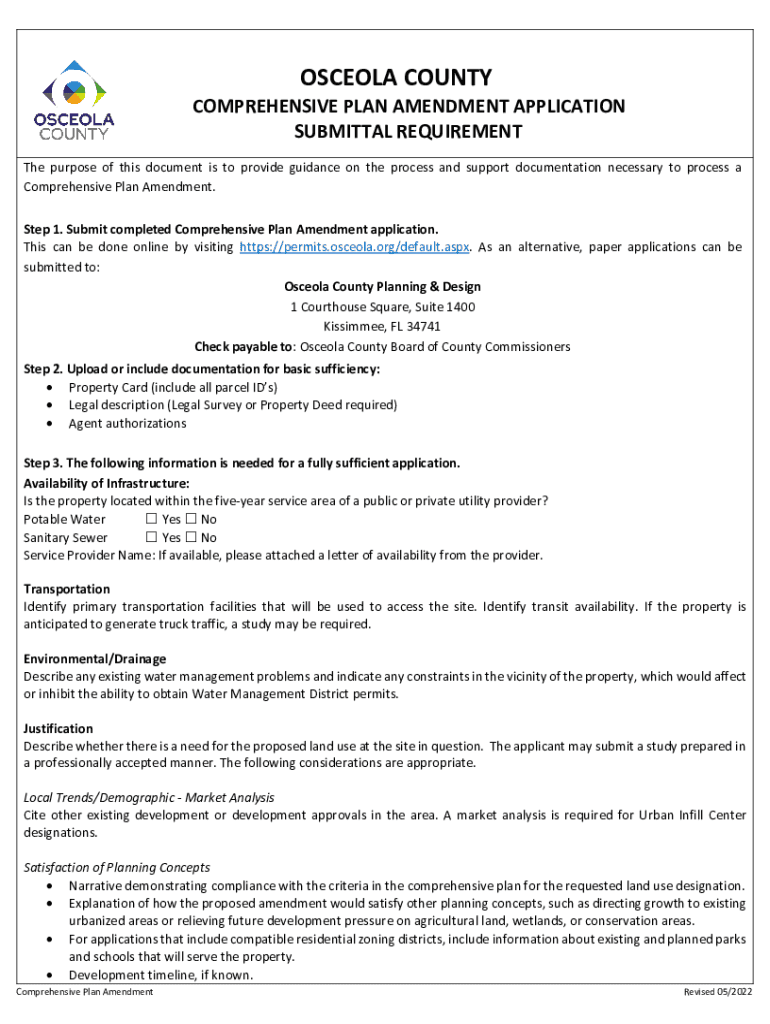 Fillable Online comprehensive plan amendment application submittal ...