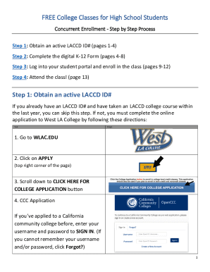 Fillable Online Free College Classes for High School Students. Concurrent Enrollment - Step by ...
