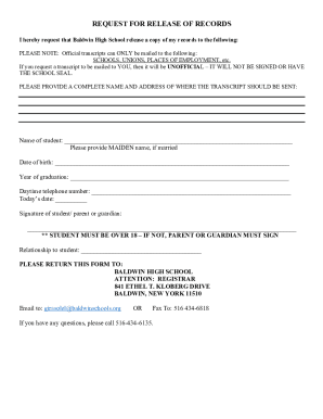 Fillable Online REQUEST FOR RELEASE OF RECORDS-new form Fax Email Print ...