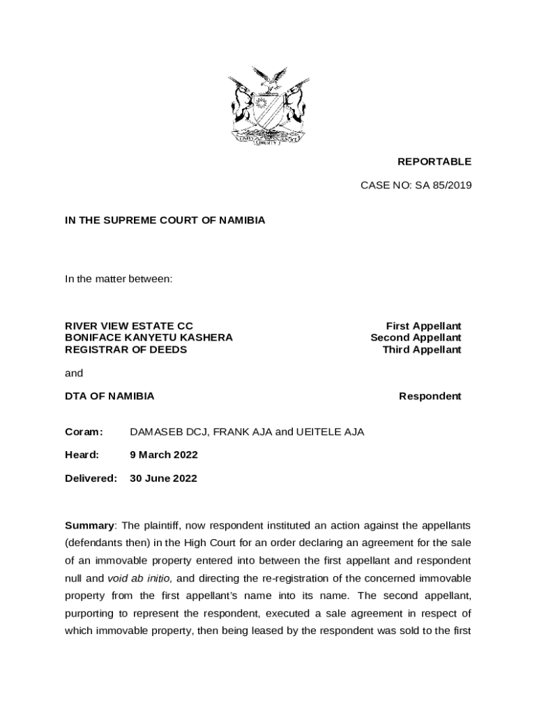 ejustice.jud.naSupreme CourtJudgmentsRiver View Estate CC v DTA of ...