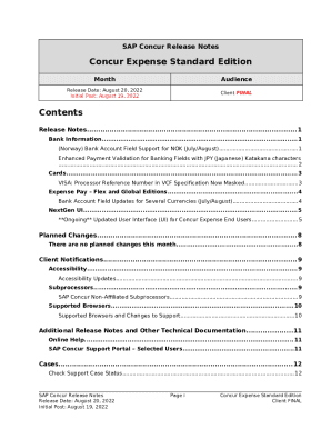 August 2021 Concur Expense Standard Edition Admin Summary Doc Template ...