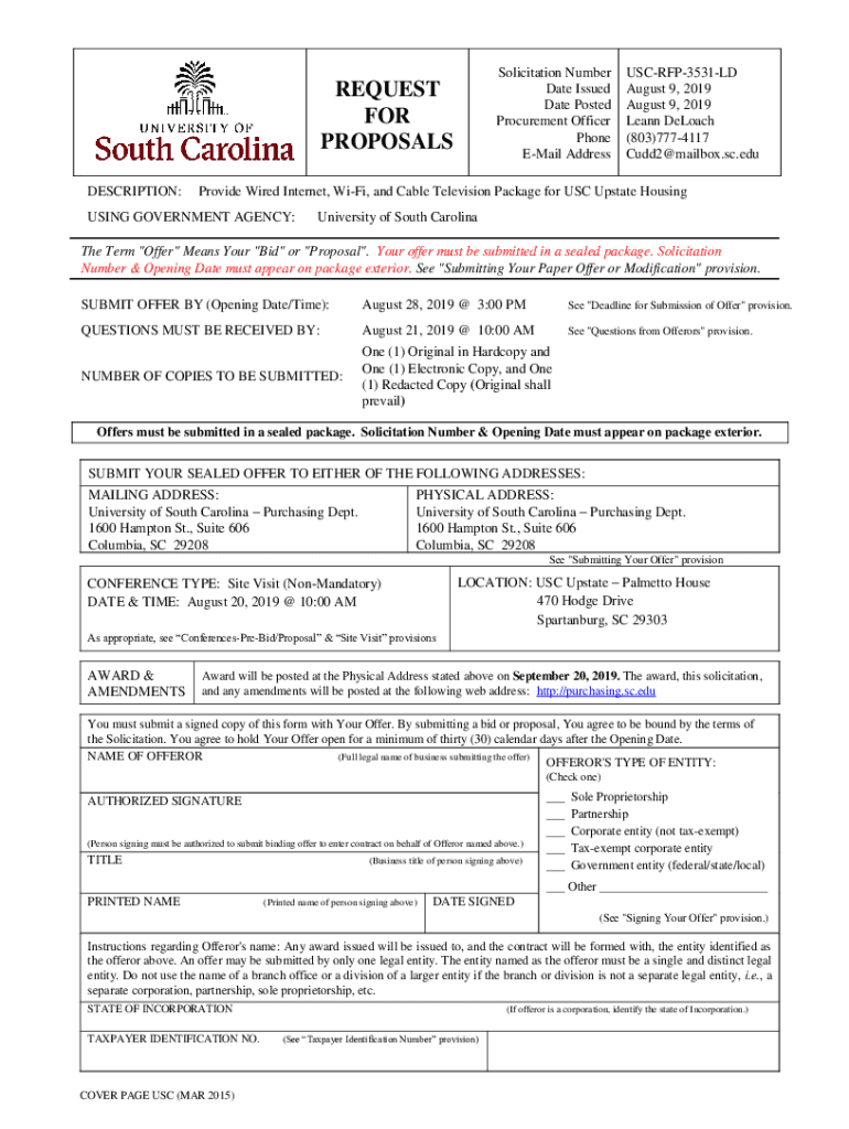 Fillable Online Solicitation Type Request for Proposal Solicitation ...