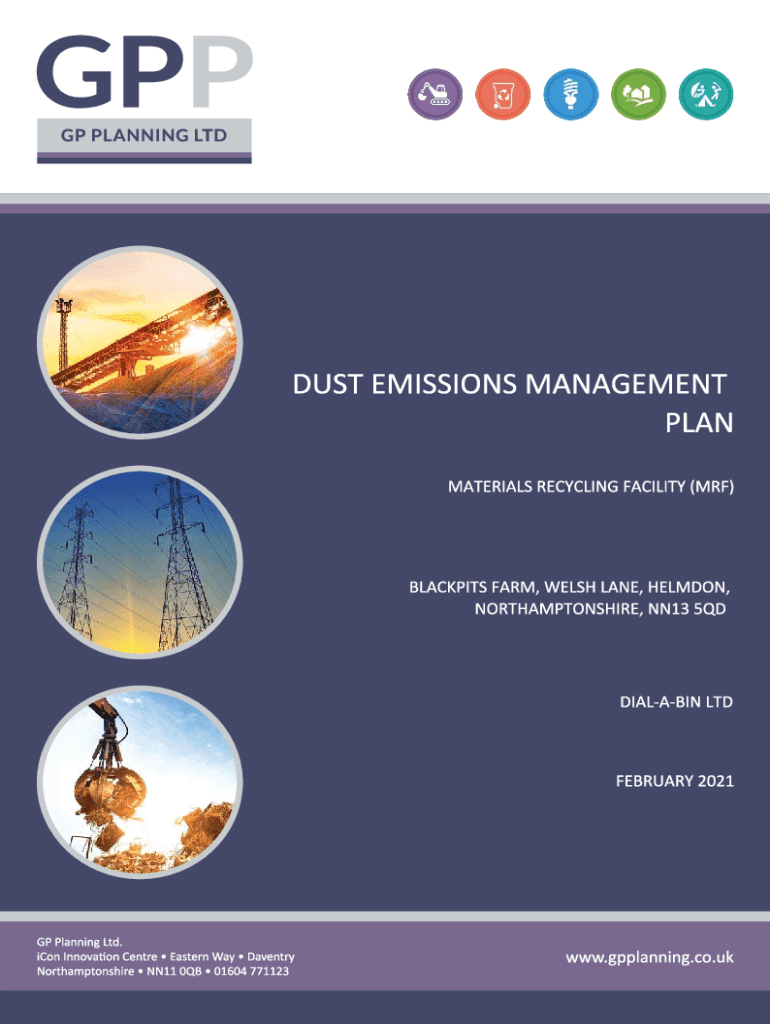 Fillable Online dust emissions management plan - Environment Agency Fax ...