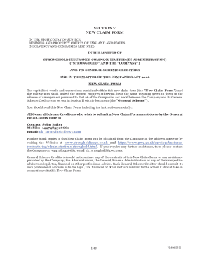 Fillable Online SECTION V NEW CLAIM FORM - PwC UK Fax Email Print ...