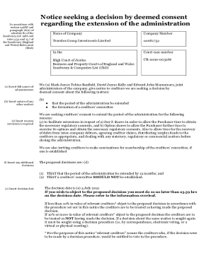 Fillable Online Notice seeking a decision by deemed consent regarding the ... Fax Email Print ...